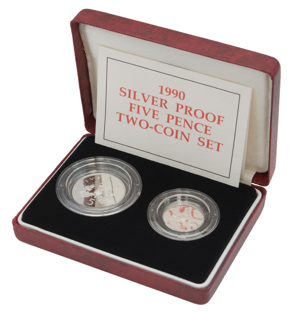 1990 Silver Proof 2 x 5p Set for sale – English Coin Company